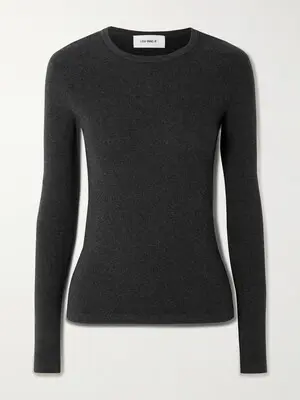 LISA YANG Ribbed Cotton And Cashmere-blend Long-sleeve T-shirt