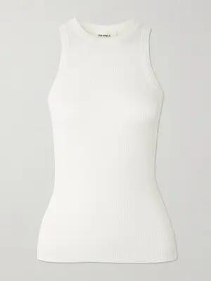 LISA YANG Amya Ribbed Cotton And Cashmere-blend Tank - Neutrals