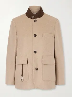 Loro Piana Suede-trimmed Silk-tweed Jacket