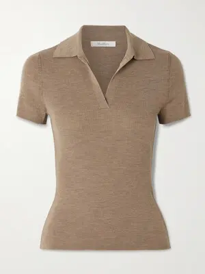 Max Mara Ribbed Wool Polo Shirt - Neutrals