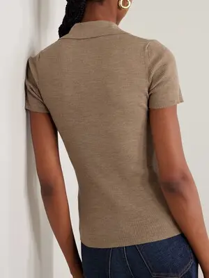 Max Mara Ribbed Wool Polo Shirt - Neutrals
