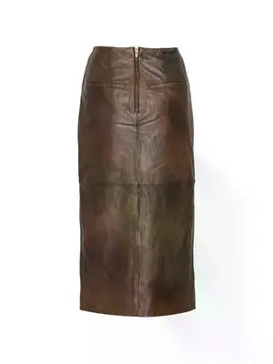 ROTATE BY BIRGER CHRISTENSEN Midi Leather Skirt With Split Detail
