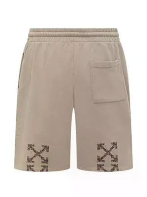 Off-White Drawstring Heraldic Print Shorts