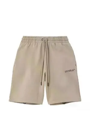 Off-White Drawstring Heraldic Print Shorts - Neutrals