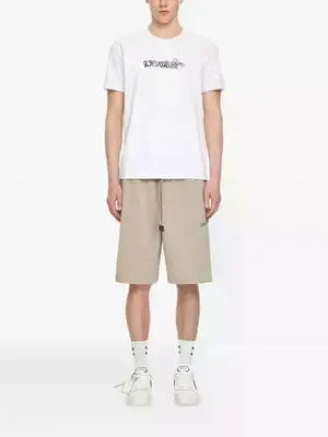 Off-White Drawstring Heraldic Print Shorts - Neutrals