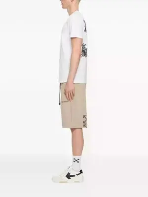 Off-White Drawstring Heraldic Print Shorts
