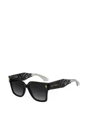 Etro Square Frame Sunglasses With Floral Detail - Black