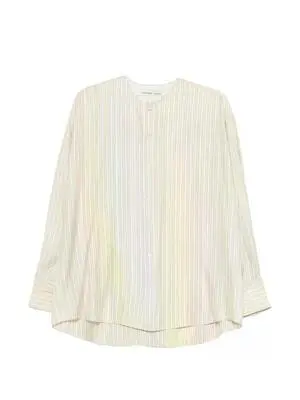Carven Striped Pattern Band Collar Shirt - Neutrals
