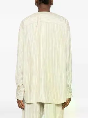 Carven Striped Pattern Band Collar Shirt