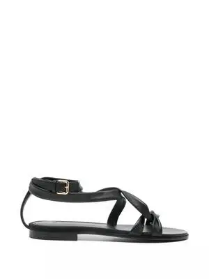 Co Knotted Strap Flat Sandals - Black