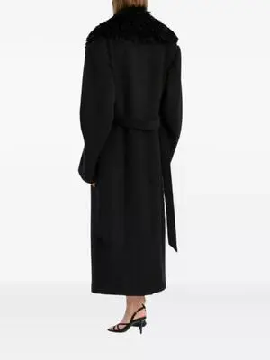 ROTATE BY BIRGER CHRISTENSEN Faux Fur Collar Wool Coat