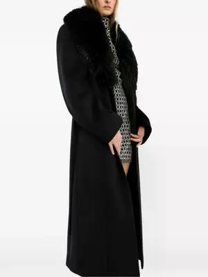 ROTATE BY BIRGER CHRISTENSEN Faux Fur Collar Wool Coat