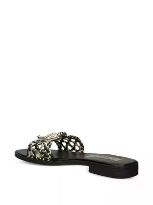 Just Cavalli Logo Plaque Woven Sandals