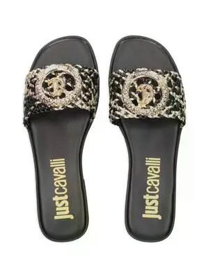 Just Cavalli Logo Plaque Woven Sandals