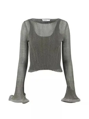 Simkhai Simkhai Maebry Ruffled Ribbed Top Grey