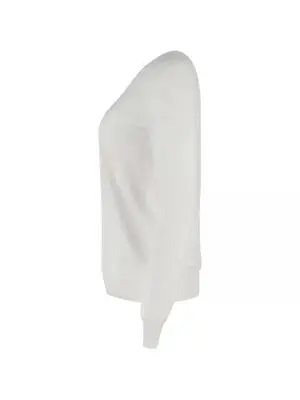 JOSEPH Fine-knit Crew Neck Long Sleeve Top - White