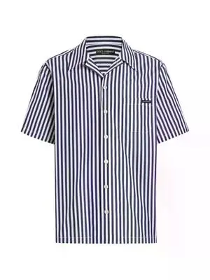 Dolce & Gabbana Hawaii Striped Poplin Shirt - Blue