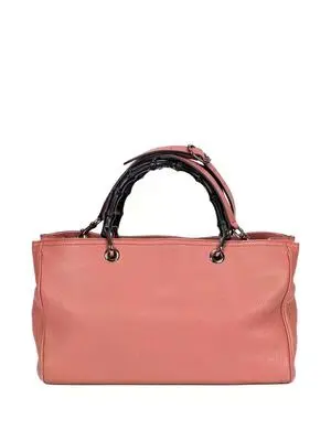 Gucci Leather Tote Bag With Bamboo Handle - Pink
