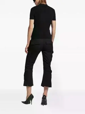 Balenciaga Pointed Collar Embroidered Short-sleeve Shirt - Black