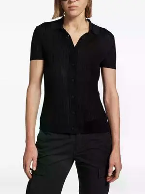 Balenciaga Pointed Collar Embroidered Short-sleeve Shirt - Black