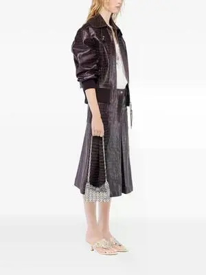Rabanne Crocodile Effect Leather Bomber Jacket
