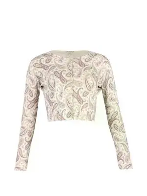 Etro Cropped Paisley Wool Cardigan - Neutrals