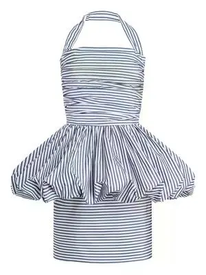 PATOU Striped Halterneck Mini Dress - Blue