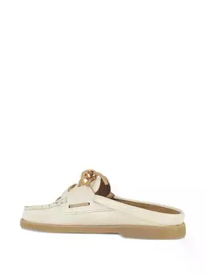 Hereu Slip-on Leather Mules With Tie Detail - Neutrals