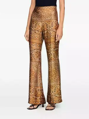 Sandro Bandana-print Flowy Trousers - Brown