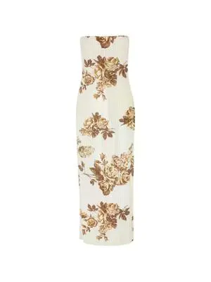 Magda Butrym Strapless Floral Print Midi Dress - Neutrals