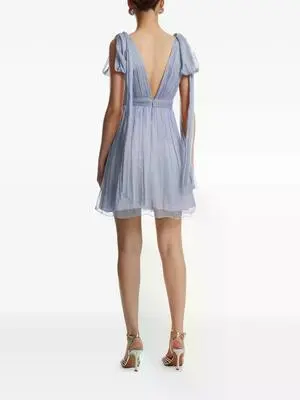 FRAMBOISE Bow Detail V-neck Dress - Blue