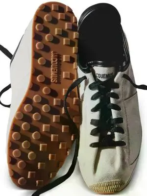 Jacquemus Organic Cotton And Leather Almond Toe Lace-up Sneakers