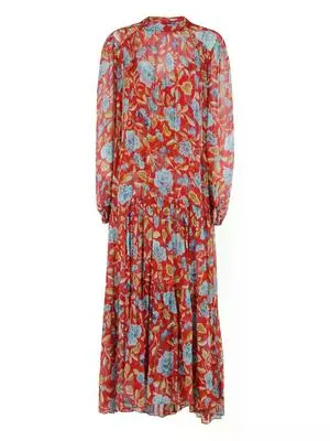 Rixo Adalind Floral Midi Dress - Red