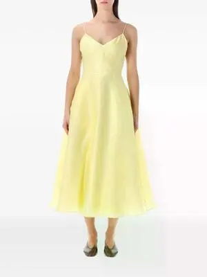 Alberta Ferretti Silk Organza Midi Dress - Yellow