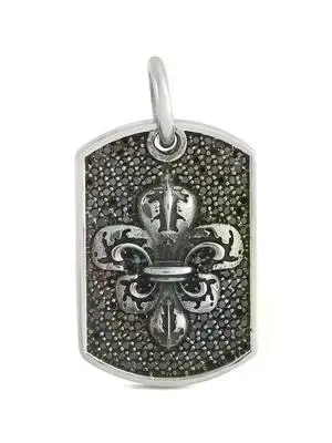 KING BABY STUDIO Fleur-de-lis Relic Dog-tag Pendant - Silver