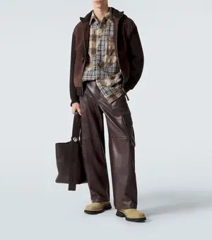Loewe Paneled Suede Zip-up Hoodie