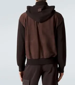 Loewe Paneled Suede Zip-up Hoodie