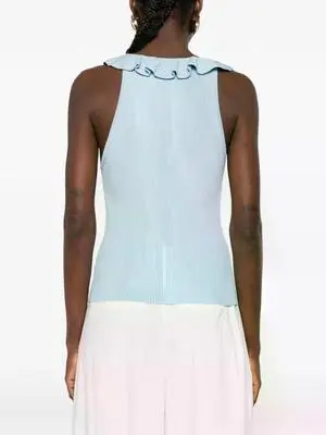 Alice + Olivia Ruffled V-neck Tank Top - Blue