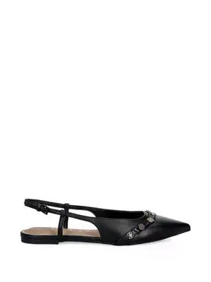 Guess Appliqué Point-toe Slingback Flat Pumps - Black