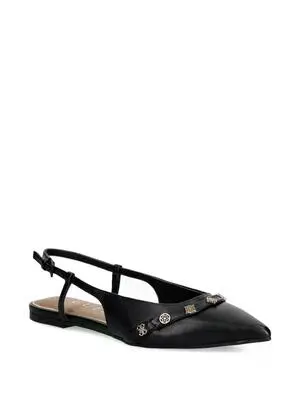Guess Appliqué Point-toe Slingback Flat Pumps - Black