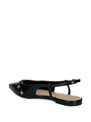 Guess Appliqué Point-toe Slingback Flat Pumps - Black