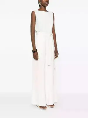 P.a.r.o.s.h Belted Sleeveless Wide-leg Jumpsuit
