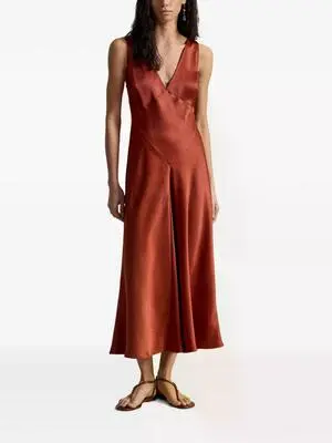 Polo Ralph Lauren Sleeveless V-neck Midi Dress - Brown