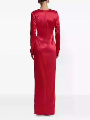 FRAMBOISE Knot V-neck Maxi Dress - Red