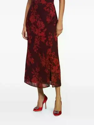 Manolo Blahnik Satin Jewel Buckle Pointed Toe Pumps - Red