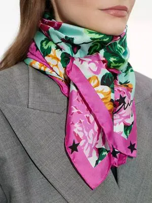 Kenzo Floral-print Scarf - Blue