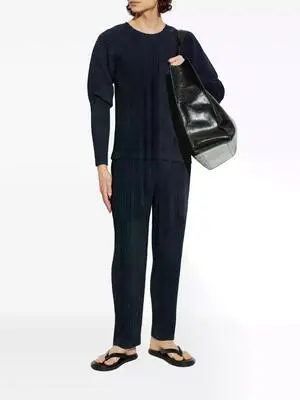Issey Miyake Long-sleeved Pleated T-shirt - Blue