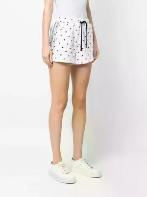 Red Valentino Heart Print Cotton Shorts