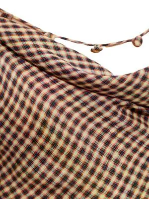 KNWLS Asymmetric Checked Cowl Neck Dress