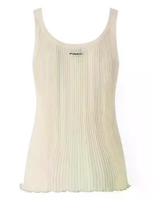 Pinko Ribbed Knit Tank Top With Ruffle Detail